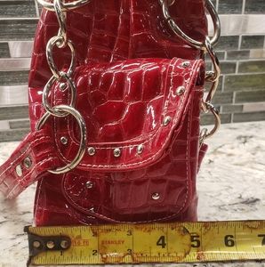 Bags | Red Large Purse Tote With Multi Colored Flower | Poshmark